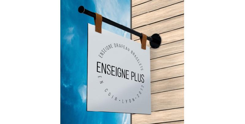 Banderole personnalisable en dibond avec sangles en cuir véritable ...