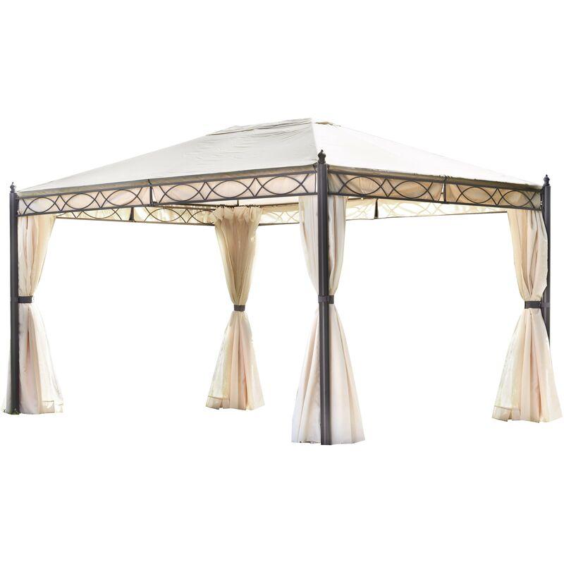 TONNELLE DE JARDIN 4X3 M AVEC STRUCTURE EN FER GRIS ANTHRACITE SABLE ...