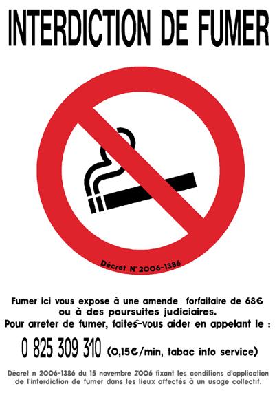 Sticker interdit de fumer + texte de loi petit format