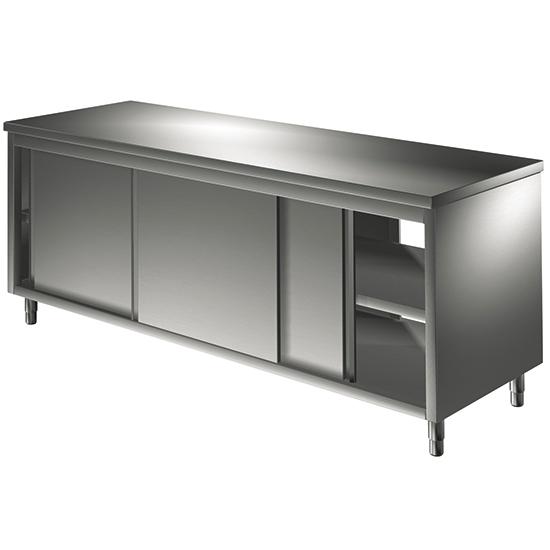 Table inox armoire basse neutre traversantes avec portes coulissantes ...