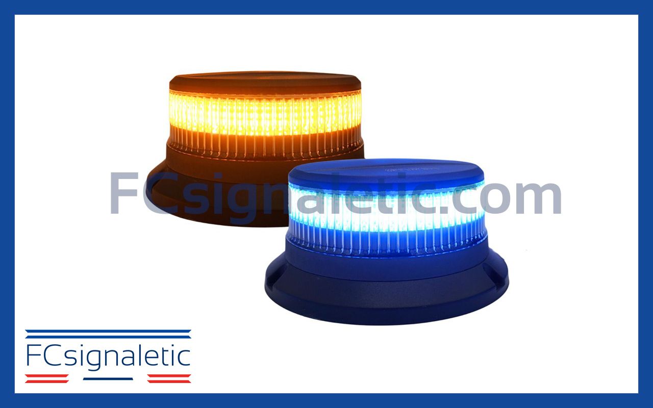 Gyrophare à LED bicolore orange bleu embase ISO classe 2 devis sous 2h