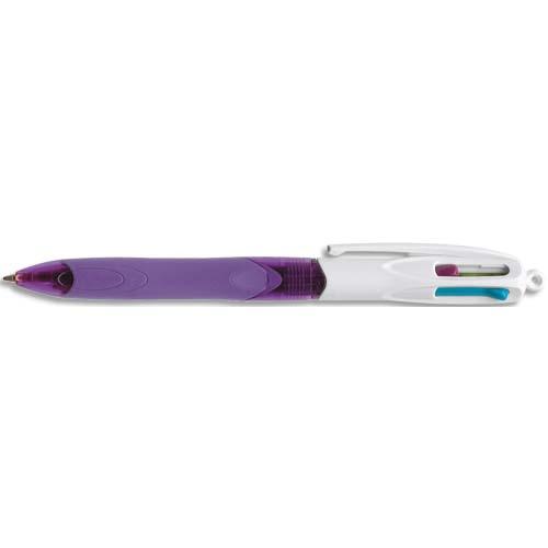 Bic Stylo à Bille 4 Colours Grip Fashion Pointe Moyenne Rétractable