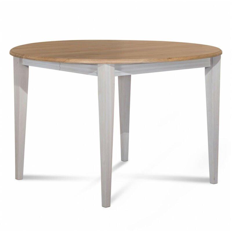TABLE RONDE EXTENSIBLE BOIS D105 CM AVEC 1 ALLONGE ET PIEDS FUSEAU ...
