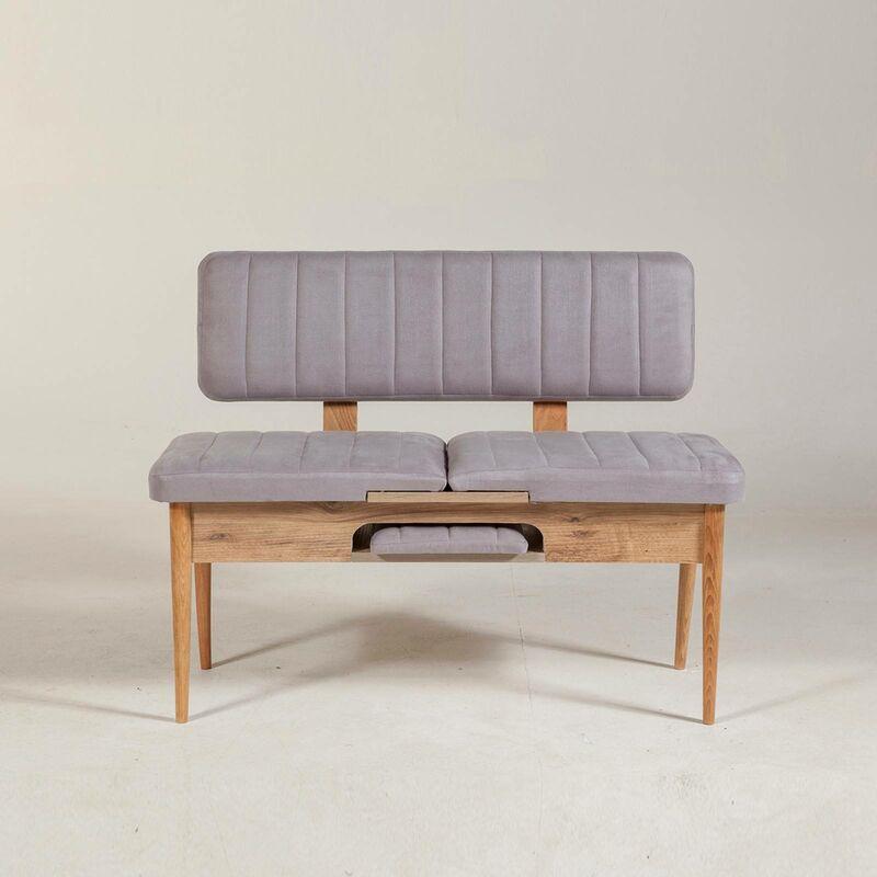 BANQUETTE-COFFRE CAPITONNÉE AVEC DOSSIER L110CM SCAMNUM BOIS CLAIR ET ...