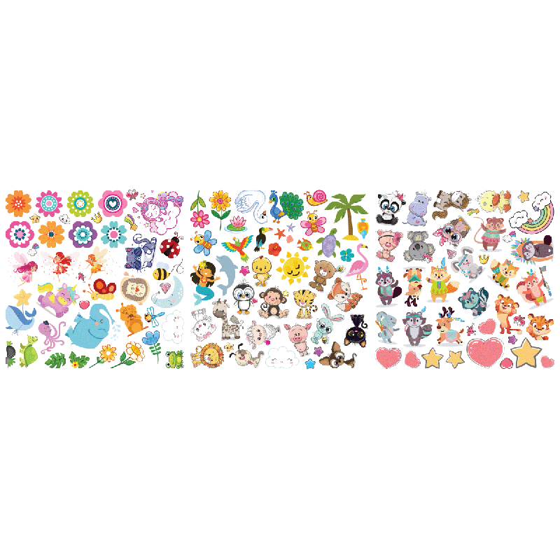 120 mini stickers animaux