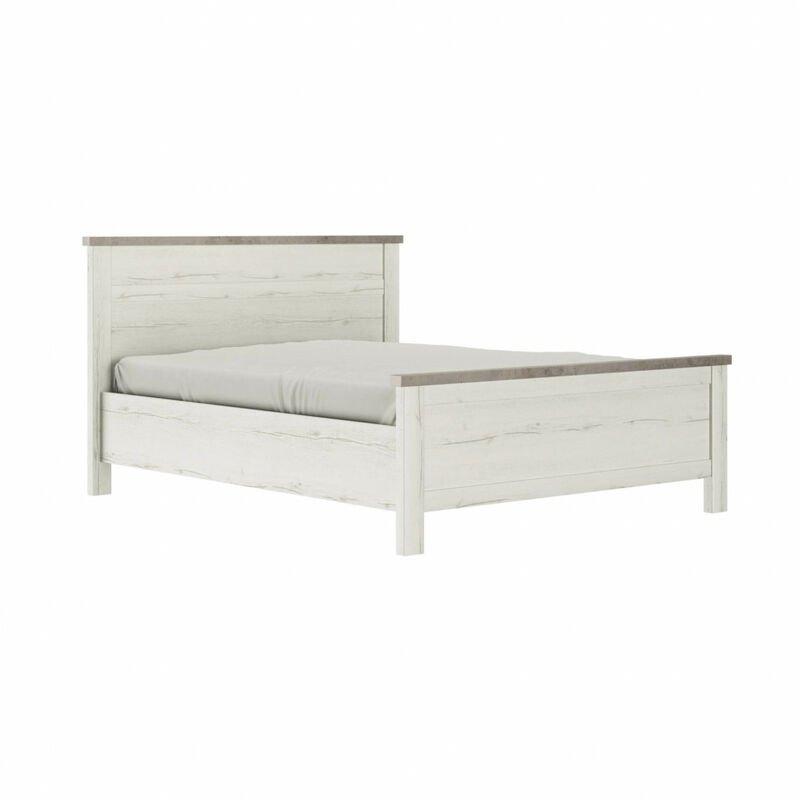 LIT ADULTE EN BOIS CHÊNE BLANCHI ET BÉTON 180X200 - LT5050 - BLANC ...