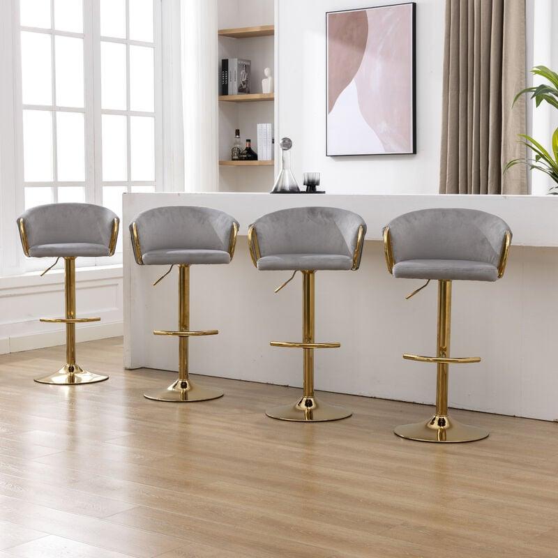 LOT DE 4 CHAISES DE BAR, RÉGLABLES EN HAUTEUR, PIVOTANTES À 360 ...