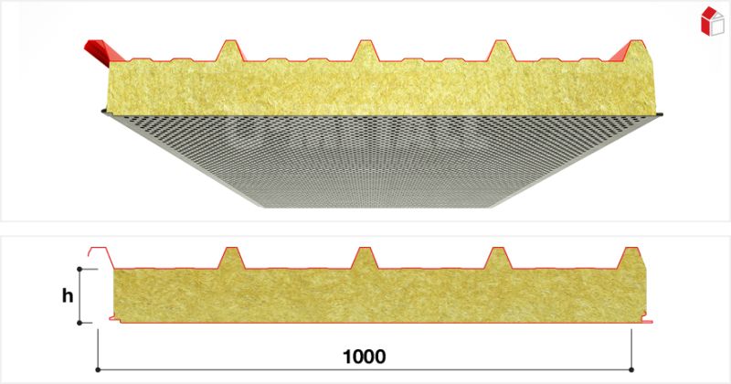 Panneau sandwich de toiture en laine de roche acoustique - o-metall luxembourg sa