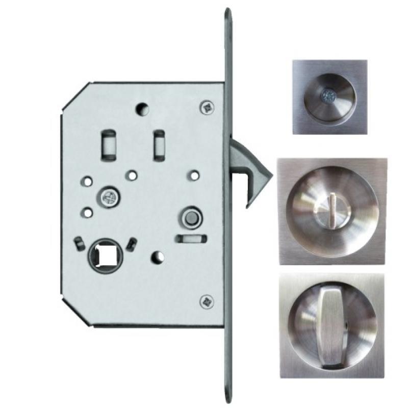 Serrure à larder rosace carrée pour porte coulissante avec manœuvres de ... Serrure à larder rosace carrée pour porte coulissante avec manœuvres de ...