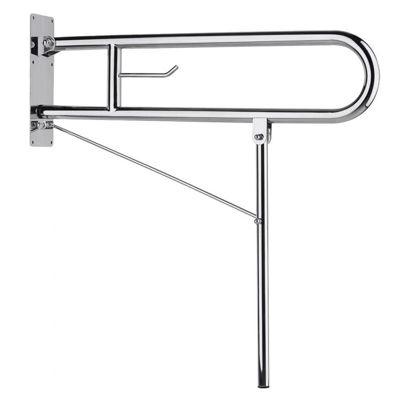 BARRE PMR RELEVABLE NORMES HANDICAPÉ GAMME PRO PELLET LONGUEUR 80CM AVEC BÉQUILLE TUBE INOX POLI ...