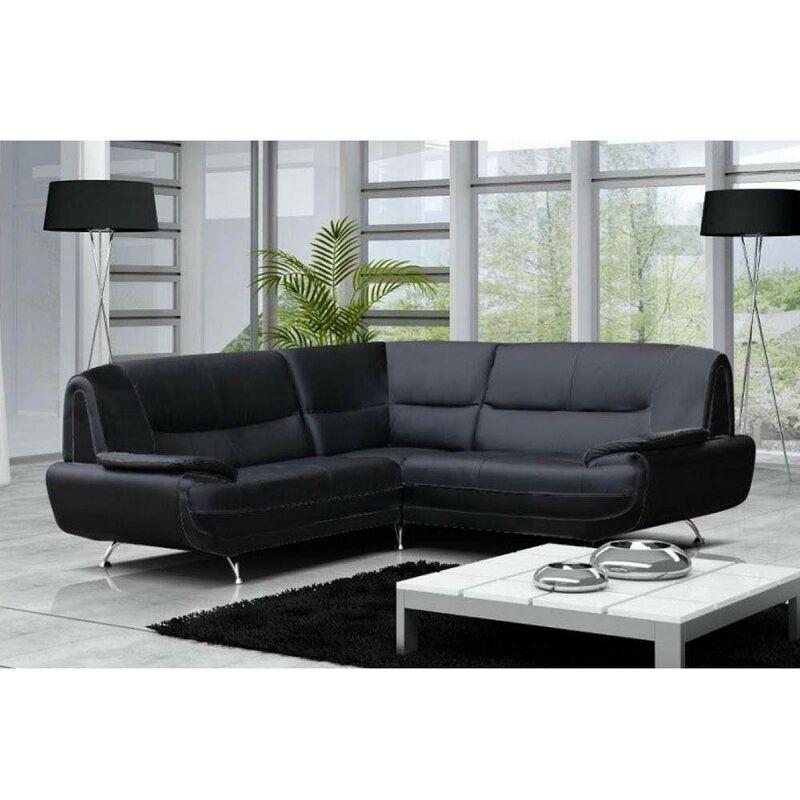 CANAPÉ D'ANGLE DESIGN NOIR MARITA XL - NOIR Comparer les prix de CANAPÉ ...