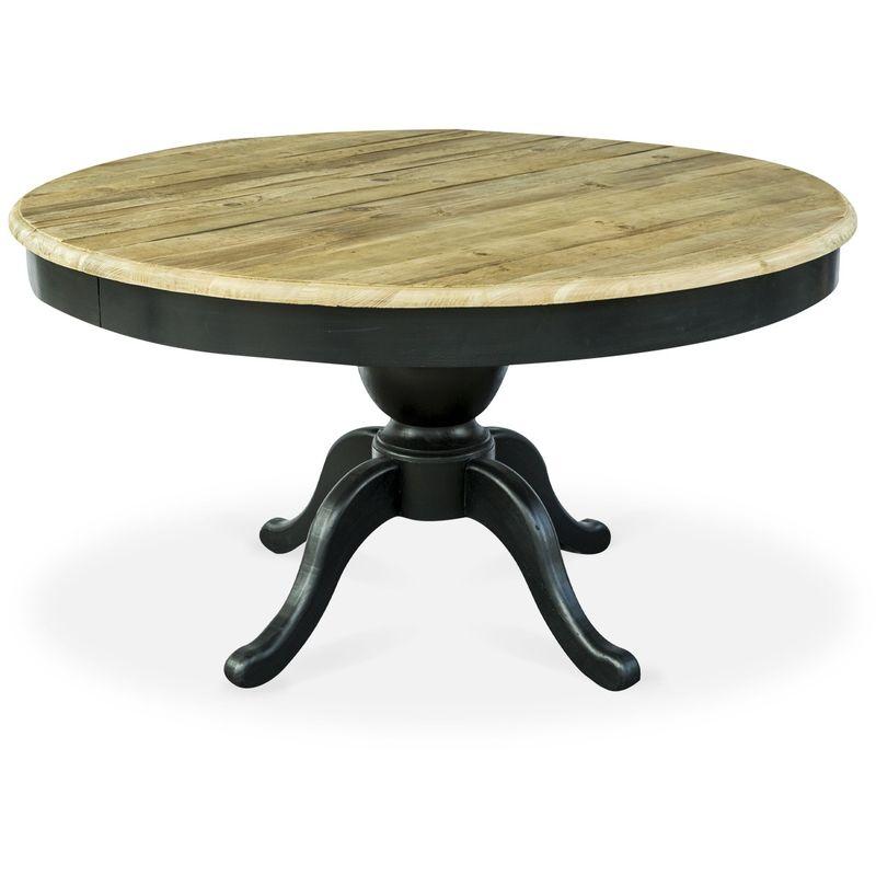 TABLE RONDE EXTENSIBLE EN BOIS MASSIF SIDONIE NOIR - NOIR Comparer les ...