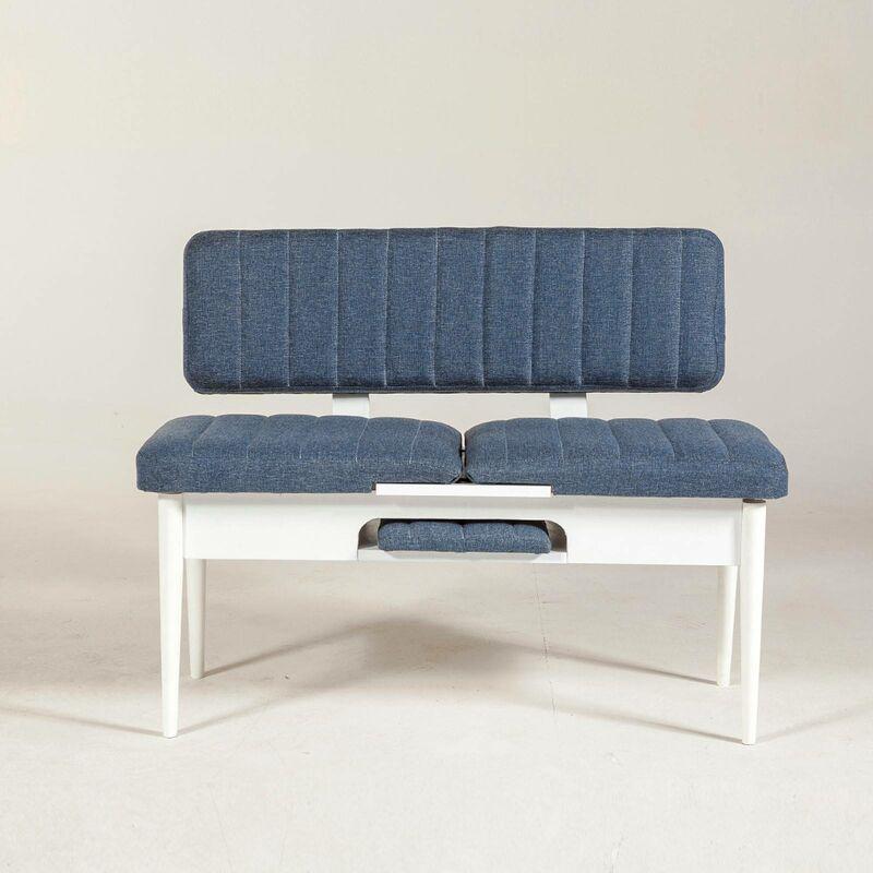 BANQUETTE-COFFRE CAPITONNÉE AVEC DOSSIER L110CM SCAMNUM BLANC ET TISSU ...