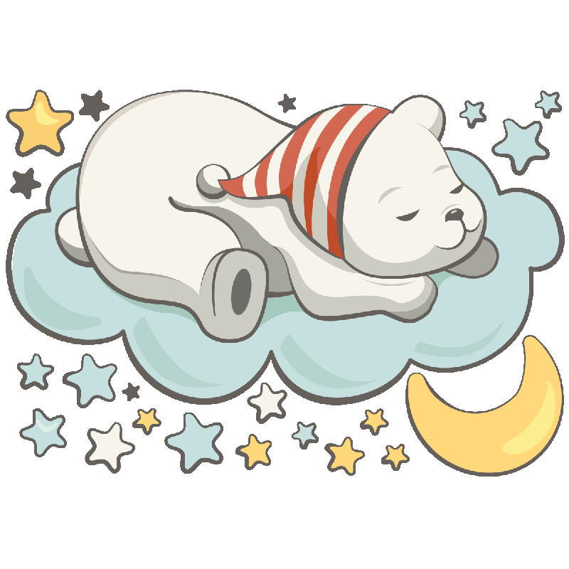 Stickers animaux scandinaves l'ourson fait dodo