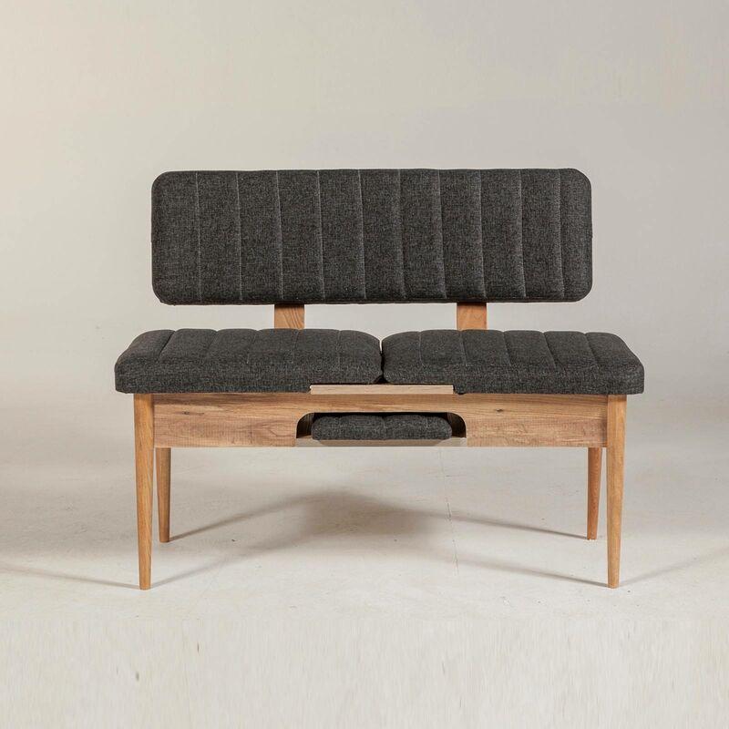 BANQUETTE-COFFRE CAPITONNÉE AVEC DOSSIER L110CM SCAMNUM BOIS CLAIR ET ...