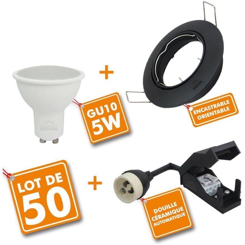 Eclairage Design Lot De 50 Spot Encastrable Orientable Noir Avec Gu10