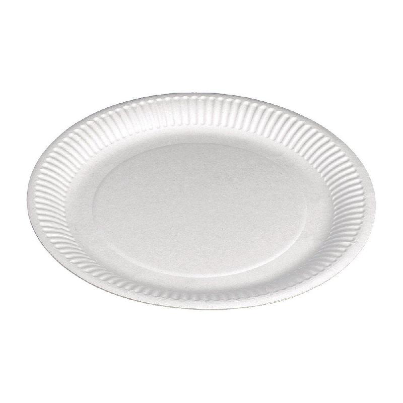 Assiette ronde en carton pur bois Ø18cm - par 100 devis sous 24h