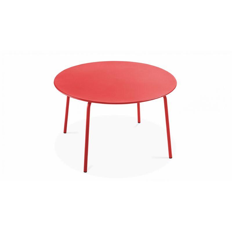 OVIALA - TABLE DE JARDIN RONDE EN ACIER ROUGE 120 X 72 CM - PALAVAS ...