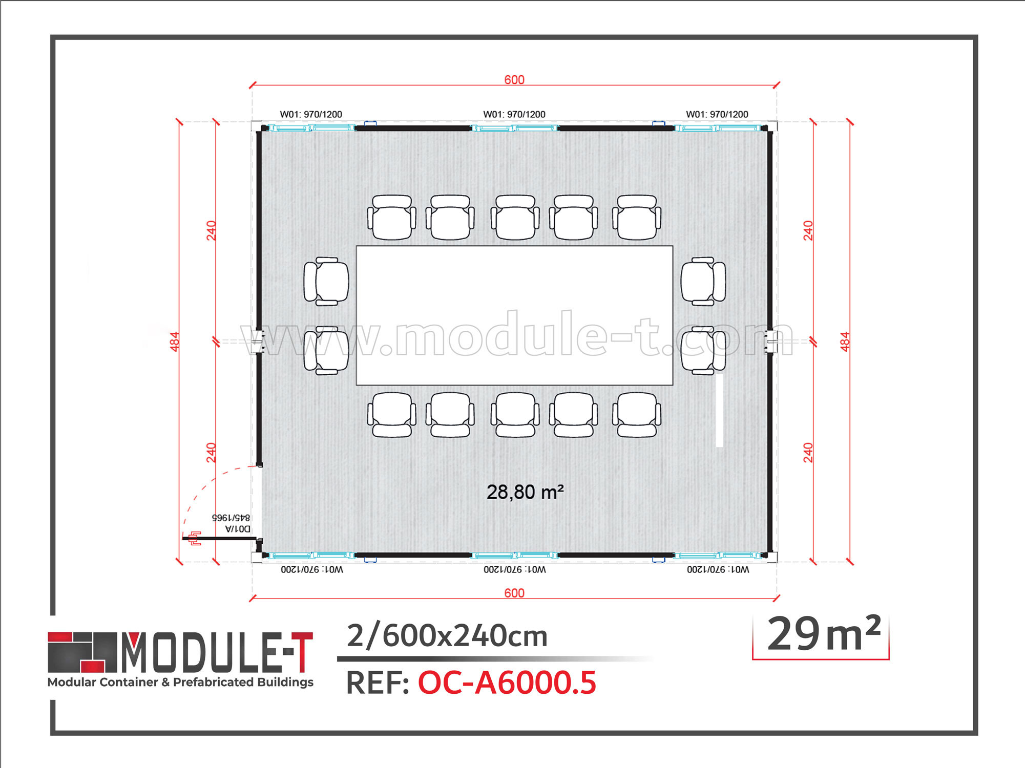 Bungalow de chantier double oc.a6005 pour espace de travail, salle de ...