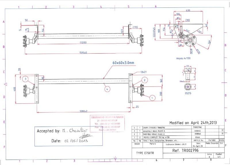 Essieu de remorque - trigano - tr002796