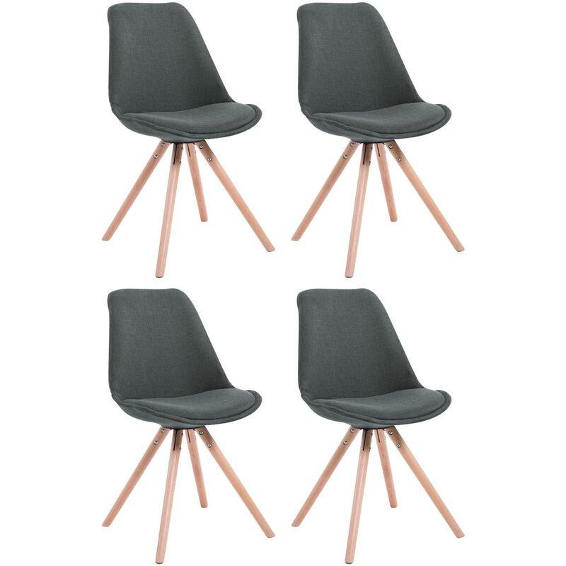 DÉCOSHOP26 - 4 CHAISES DE SALLE À MANGER STYLE SCANDINAVE EN TISSU GRIS ...