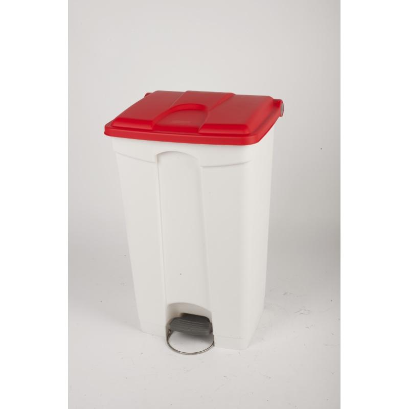 Container 90l blanc couvercle rouge