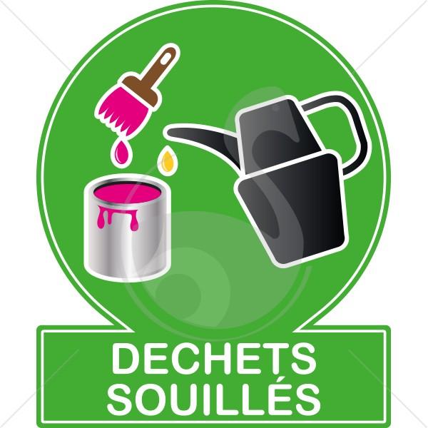 PICTOGRAMME COULEUR RECYCLAGE DES DÉCHETS SOUILLÉS