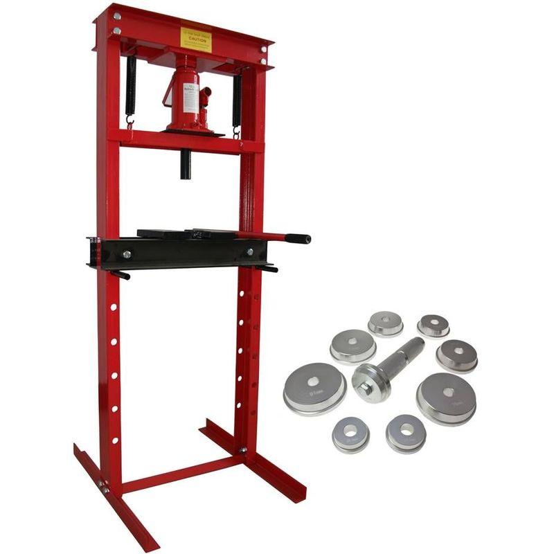 PRESSE HYDRAULIQUE D'ATELIER 12 TONNES + 9 ADAPTATEURS ROULEMENT PRESSE ...
