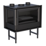 INSERT CHEMINÉE À BOIS HOLGUIN AVEC TURBINE 17,5 KW 2 VITRES GAUCHE + 2 ...