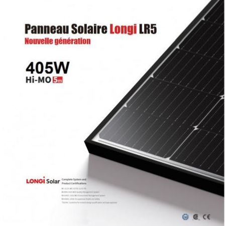 Panneau solaire longi solar 405w 24v monocristallin