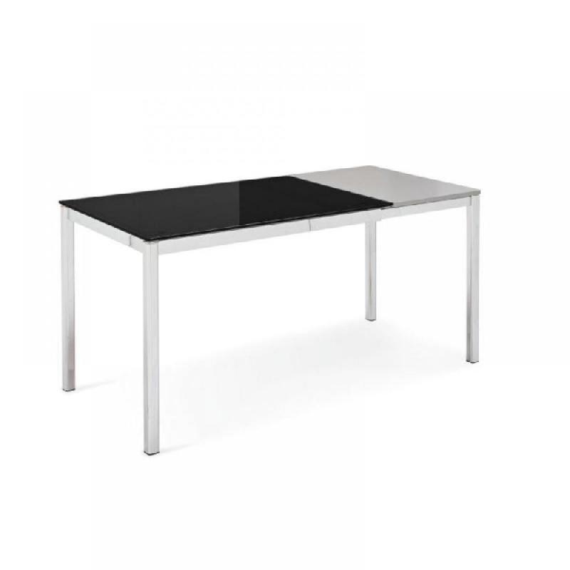 TABLE CALLIGARIS EXTENSIBLE PERFORMANCE 110CM VERRE NOIR ET ALUMINIUM