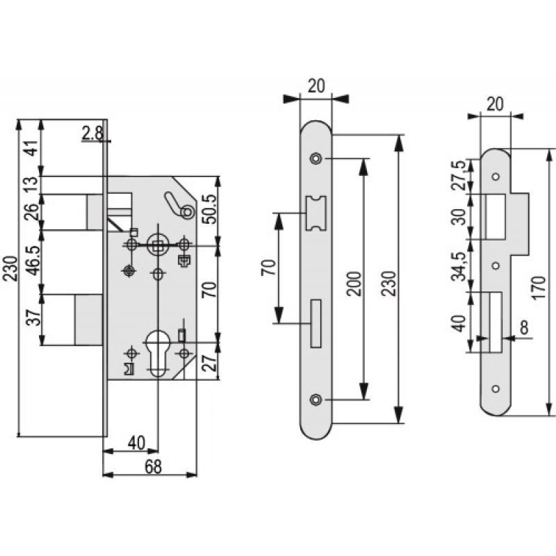 Serrure à larder nf type monomax axe à 50 mm clé i têtière nickelée avec gâche devis sous 24h