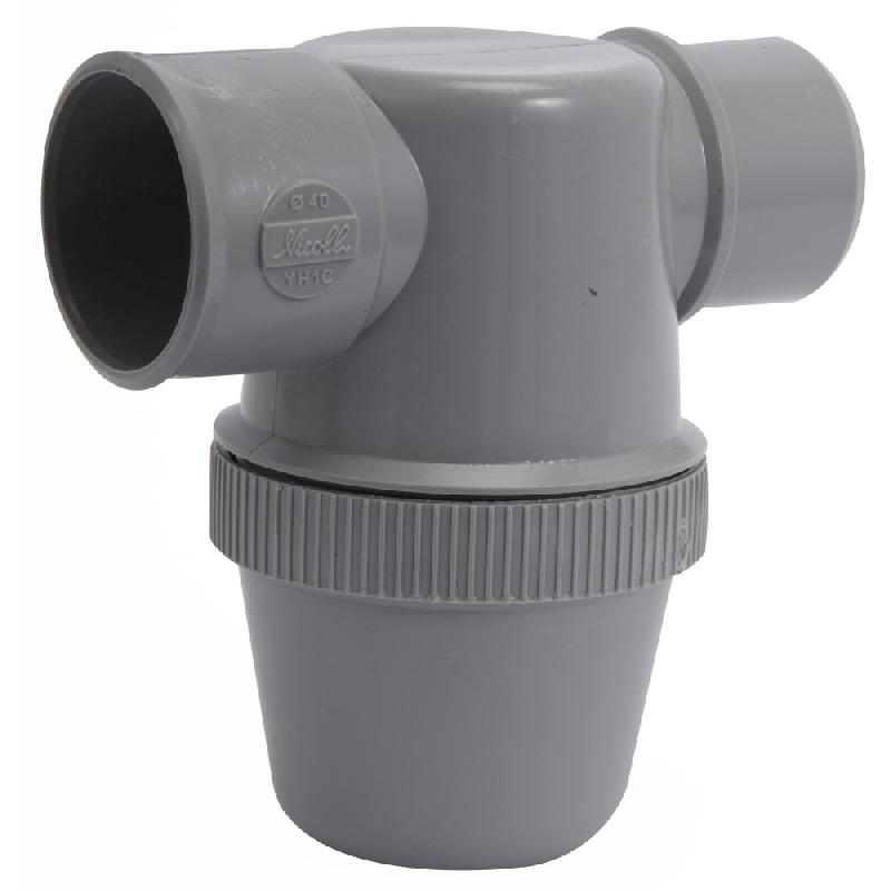 Siphon de parcours en pvc à coller, mâle / femelle, d.40