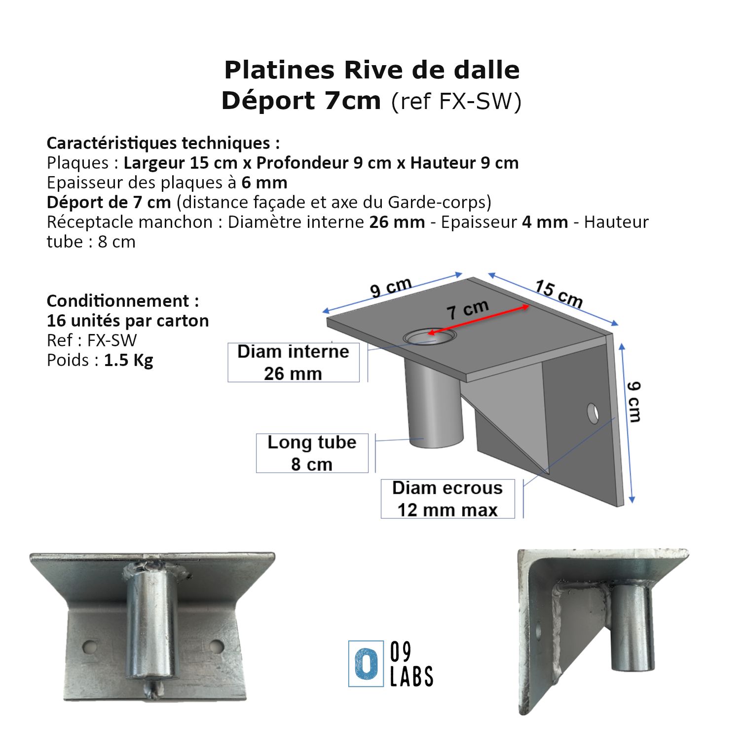 Platine de fixation rive de dalle